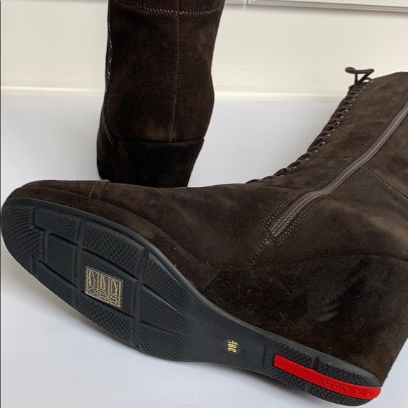 Prada Linea Rossa | Shoes | Prada Chocolate Suede Lace Zip Over Knee ...